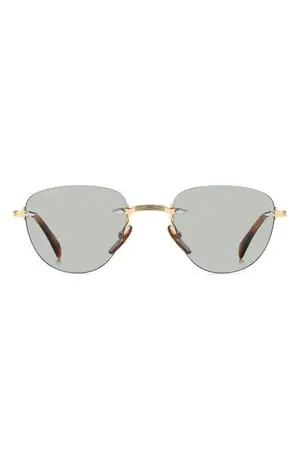 DB EYEWEAR BY DAVID BECKHAM 51mm Rimless Square Sunglasses - Gold Brown Horn/grn Ft Ar