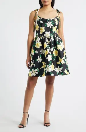 Julia Jordan Floral Tie Strap Mini Dress