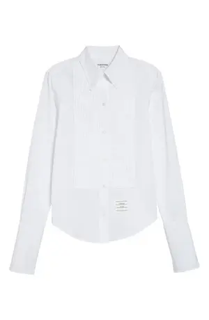 Thom Browne Plissé Bib Cotton Shirt