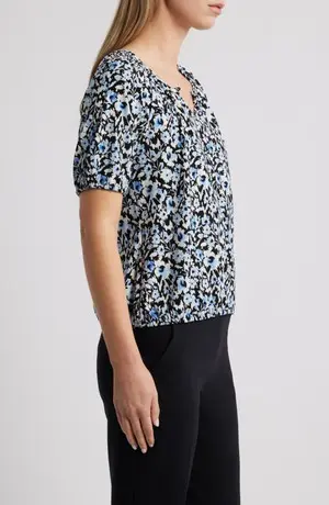 Anne Klein Floral Peasant Top