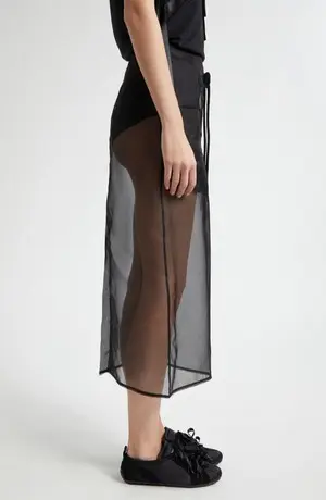 Simone Rocha Sheer Frayed Pencil Skirt