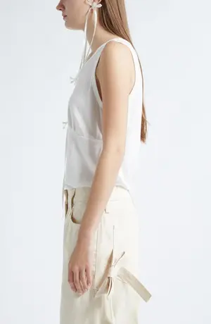 Simone Rocha Gathered Bust Bow Tank - Ivory/ivory