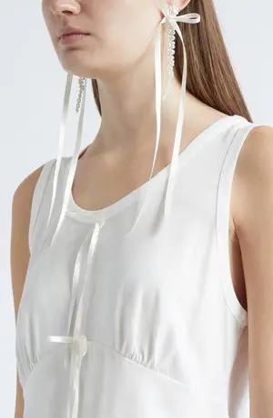 Simone Rocha Gathered Bust Bow Tank - Ivory/ivory