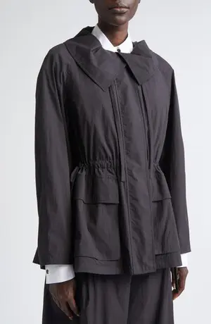 Lafayette 148 New York Oversized Cotton And Nylon Funnel Neck Jacket