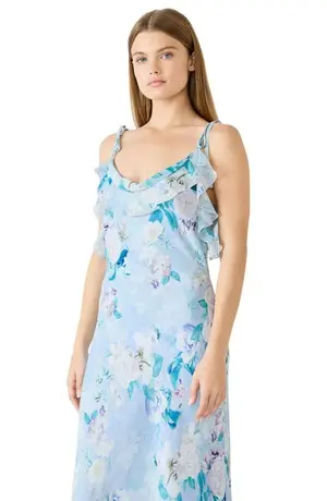 Steve Madden Malenna Floral Ruffle Chiffon Maxi Dress