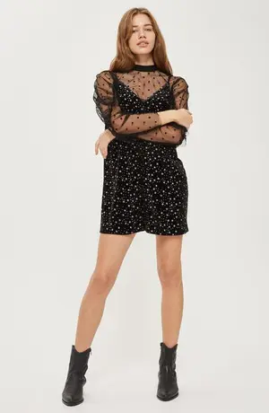 Topshop Glitter Star Velvet Slipdress