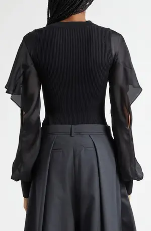 Sacai Satin And Knit Pullover