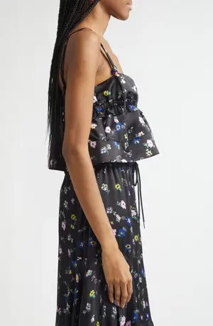 Sacai Floral Print Crop Satin Camisole