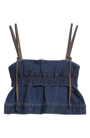 Sacai Crop Denim Camisole - Blue
