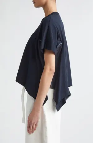 Sacai Lightweight Cotton Jersey & Denim T-shirt - Navy/blue