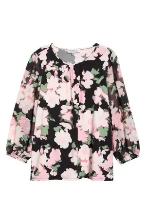 KASPER Shirred Blouson Sleeve Top