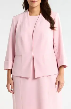 KASPER Cuff Sleeve Tailored Blazer - Tutu Pink