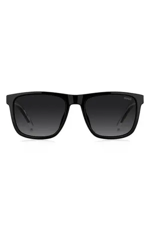 Hugo 56mm Rectangular Sunglasses - Black/dark Grey Sf