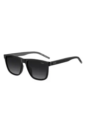 Hugo 56mm Rectangular Sunglasses - Black/dark Grey Sf