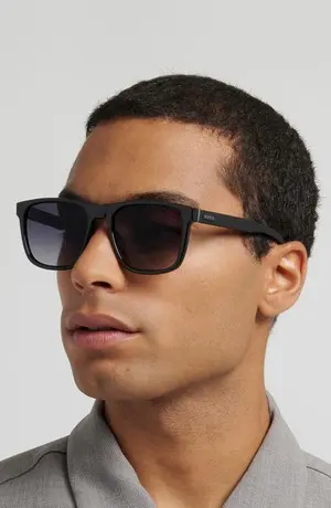 Hugo 56mm Rectangular Sunglasses - Black/dark Grey Sf