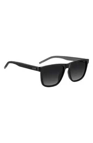 Hugo 56mm Rectangular Sunglasses - Black/dark Grey Sf
