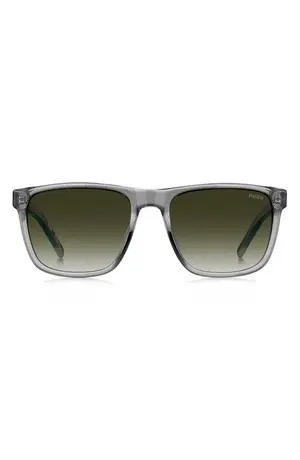 Hugo 56mm Rectangular Sunglasses - Grey/green Shaded