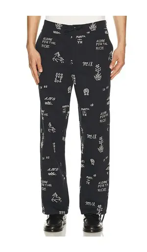 Scotch & Soda Embroidered Cotton Blend Relaxed Pants - Black