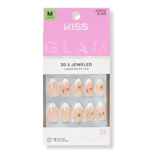 Kiss Glam Jeweled Medium Almond Press On Nails - Zephyr