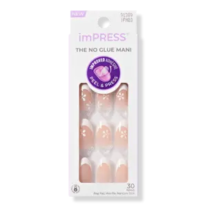 Kiss Impress French Design Medium Almond Press On Nails - Fearless
