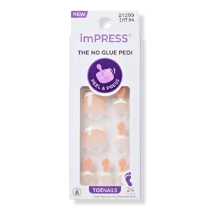 Kiss Impress French Design Short Squoval Press On Toenails - Blanc Chic