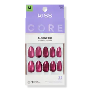 Kiss Core Magnetic Medium Almond Press On Nails - Glittering