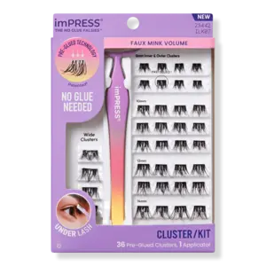 Kiss Impress Pre-glued Lash Clusters Kit Faux Mink Volume - One-color