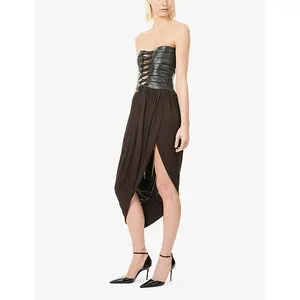 Alaïa Bustier Draped Jersey Midi Dress
