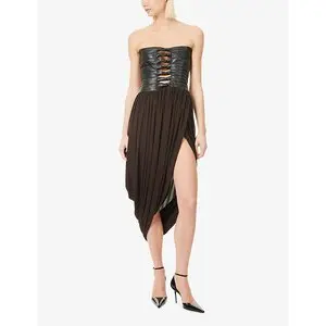 Alaïa Bustier Draped Jersey Midi Dress