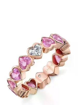Shay 18kt Rose Gold Sapphire And Diamond Heart Ring - Pink
