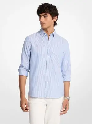 Michael Kors Classic-fit Striped Cotton Shirt - Blue