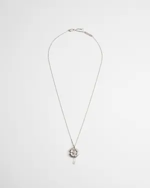 Dior Couture Charms Clover Pendant Necklace - Silver