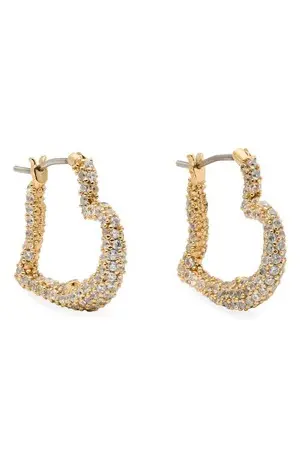 Kate Spade New York Amour Pavé Heart Huggie Hoop Earrings - Clear/gold