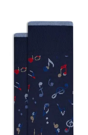 Bugatchi Music Notes Mercerized Cotton Blend Dress Socks