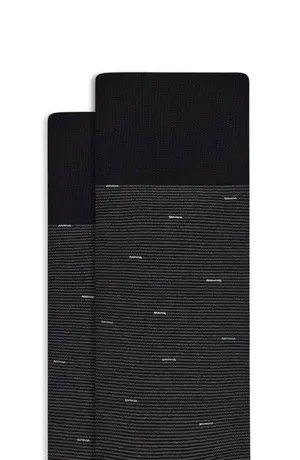 Bugatchi Stripe Mercerized Cotton Blend Dress Socks - Black