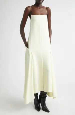 Brandon Maxwell The Darby Crepe Midi Dress - Lemon Ice