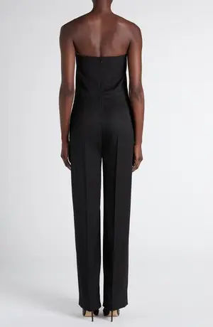 Alexander McQueen Strapless Wool Corset Jumpsuit