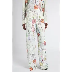 Alexander McQueen Floral Print Wide Leg Pants