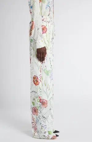 Alexander McQueen Floral Print Wide Leg Pants