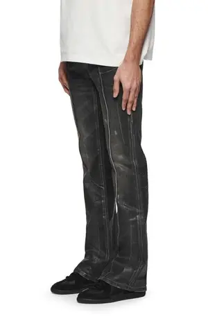 PURPLE BRAND Pintuck Flare Coated Jeans