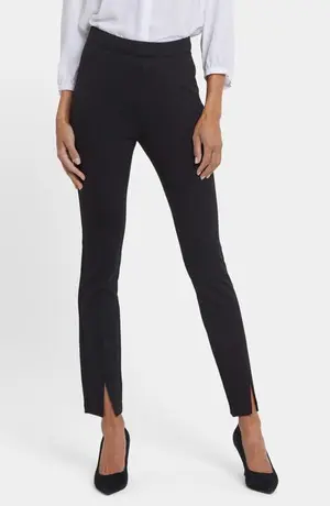 NYDJ Zelda Split Hem Slim Straight Leg Pants - Black