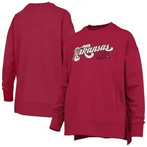 PRESSBOX Arkansas Razorbacks Bonanza Chenille Harper Script Sweatshirt - Cardinal