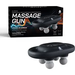 PURSONIC 9-speed Deep Tissue Massage Guncordless With 8pro Massage Heads - Black