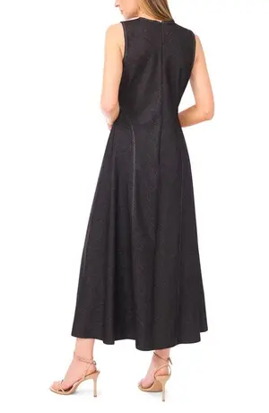 Halogen Pinstripe Sleeveless A-line Maxi Dress