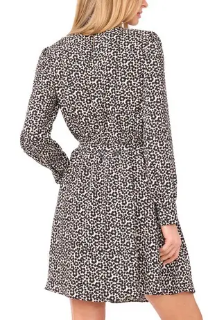 Halogen Floral Print Long Sleeve Smock Neck Dress