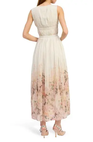 EN SAISON Pleated Tie Front Maxi Dress