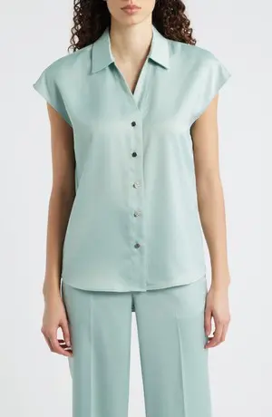 Anne Klein Crepe Button-up Top