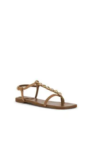 Simkhai Suede Thong Flat Sandal With Embellishment - Camel