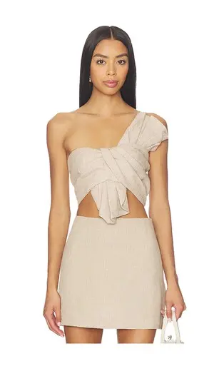 JBQ One-shoulder Cropped Top - Parchment