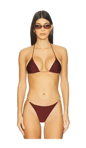 SHANI SHEMER Marlin Triangle Bikini Top - Burgundy